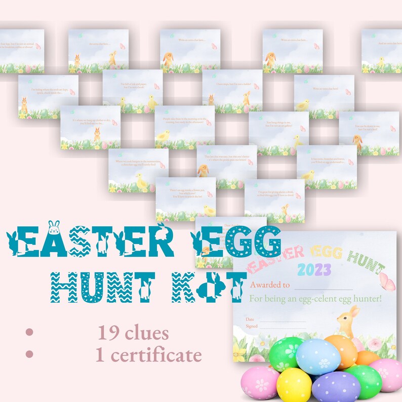 Printable Easter Egg Hunt Kit Includes Certificate and 19 - Etsy