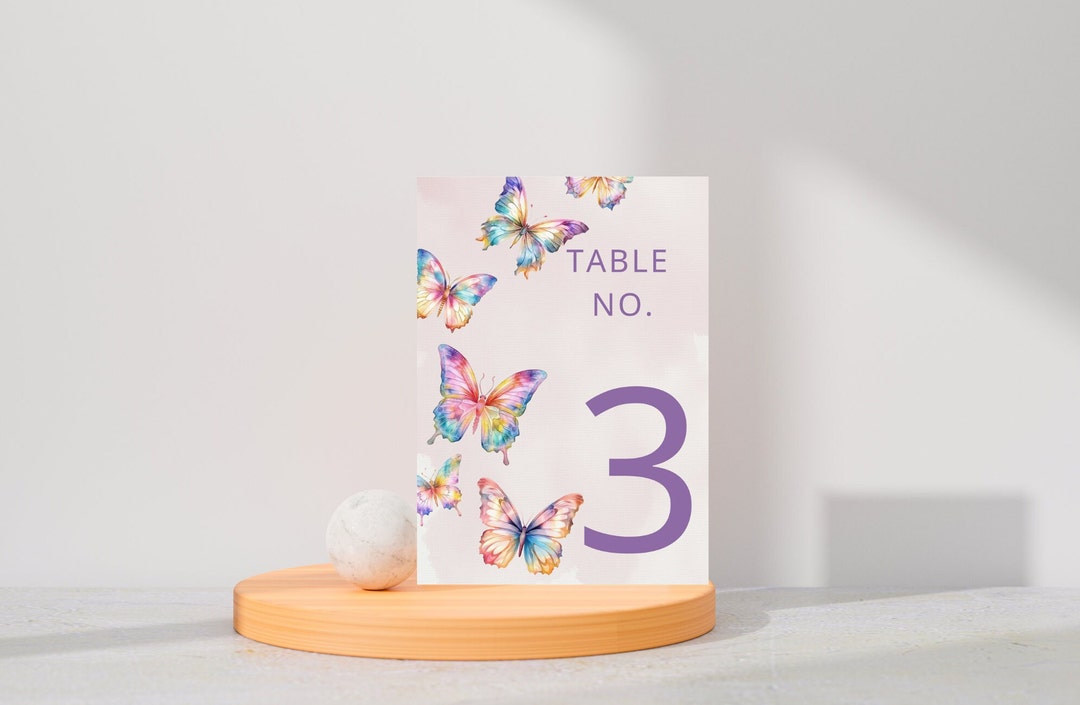 Butterfly Table Numbers, Printable Table Numbers, Butterfly Party ...