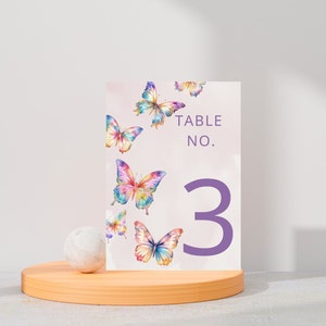 Butterfly Table Numbers, Printable Table Numbers, Butterfly Party ...