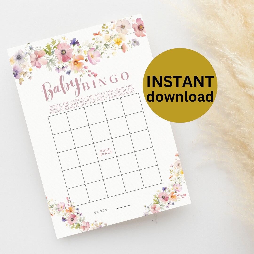 Baby Shower Bingo Pink Floral Baby Bingo Baby Shower Game Printable ...