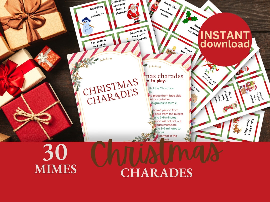 Christmas Printable Game | Christmas Charades for Kid | Charades Cards ...