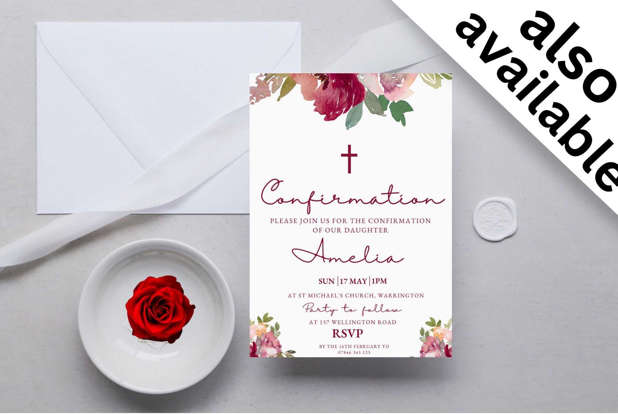 Girls Confirmation Invitation, Printable Confirmation Party Template ...