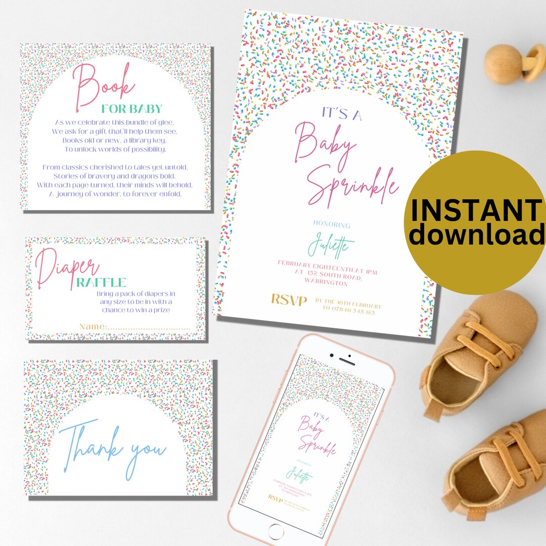 Editable Baby Sprinkle Shower Invitation Baby Shower Coed Shower Bundle ...