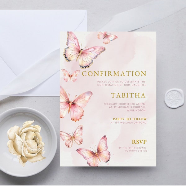 Purple Confirmation Invitation Template, Modern Confirmation Invitation ...
