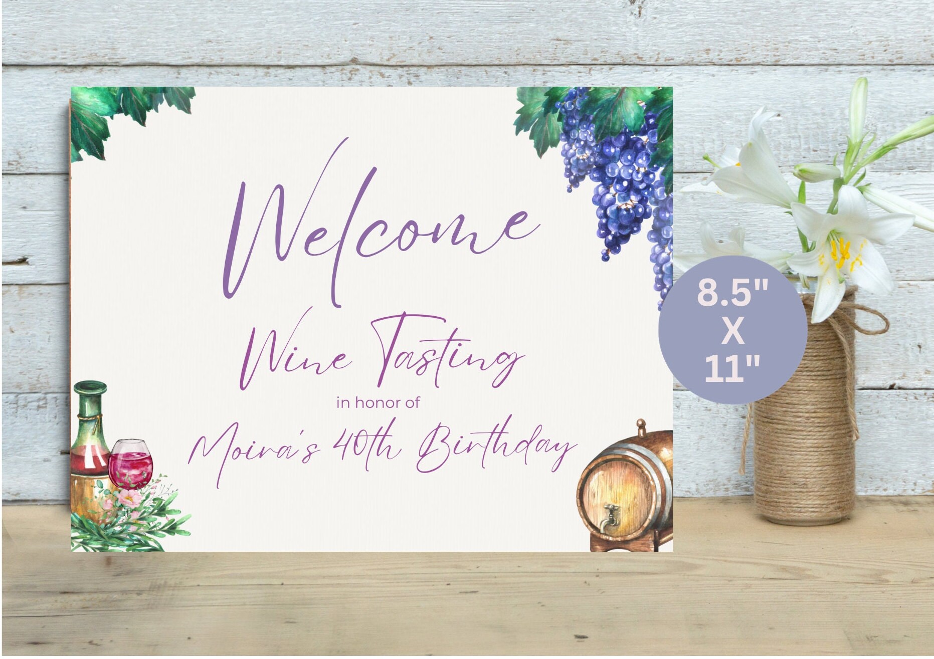 Editable Wine Tasting Sign Printable, Welcome to Wine Tasting Party ...