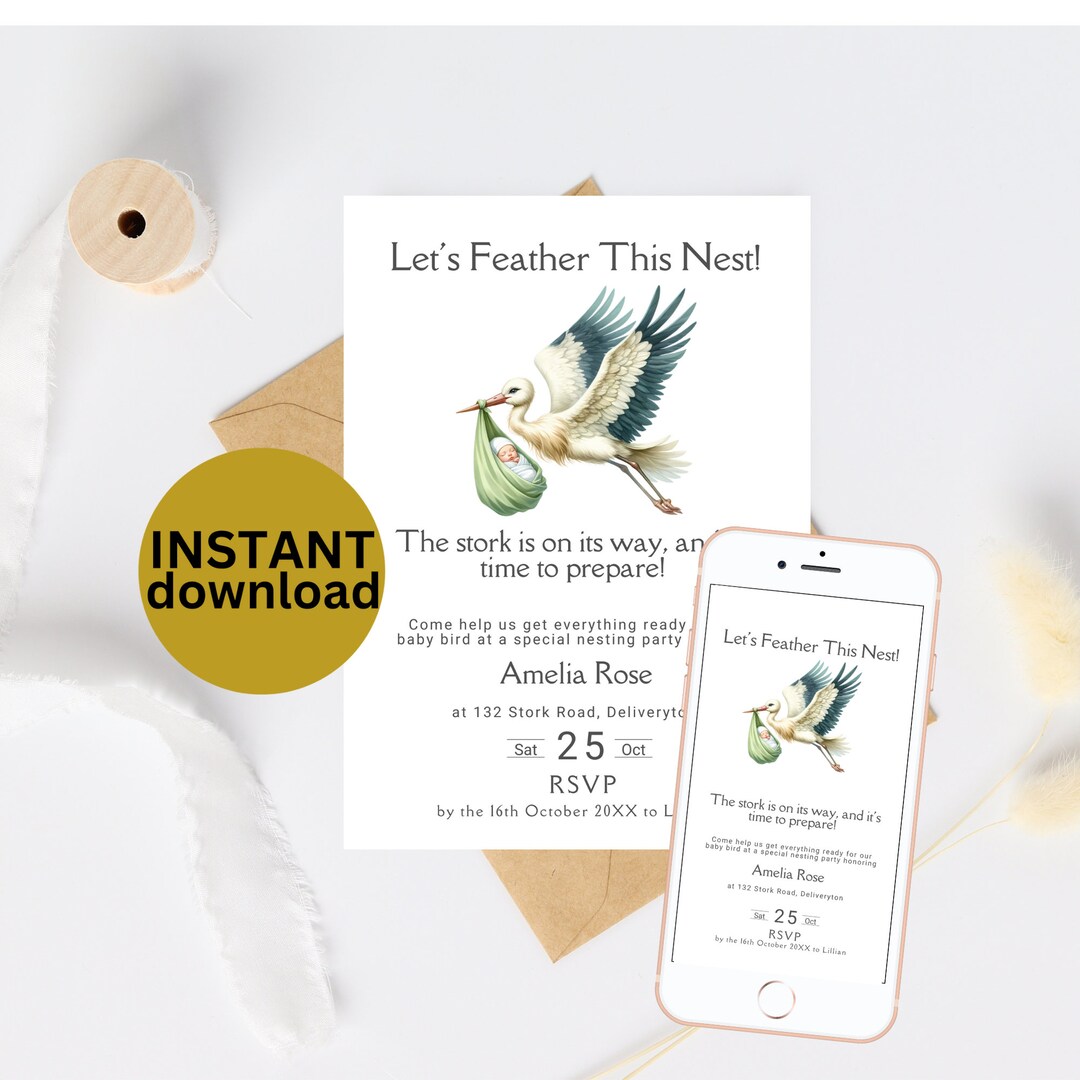 Stork Nesting Party Invite Nest Party Invitation Join Us for A Nesting ...