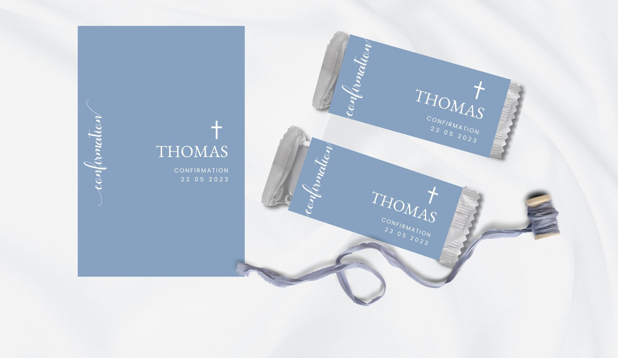 Minimalist Confirmation Bundle, Blue Confirmation Pack, Invite, Sign ...