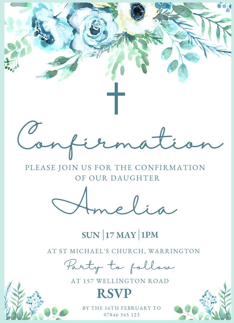 Printable Confirmation Invite, Confirmation Party Template, Boho ...
