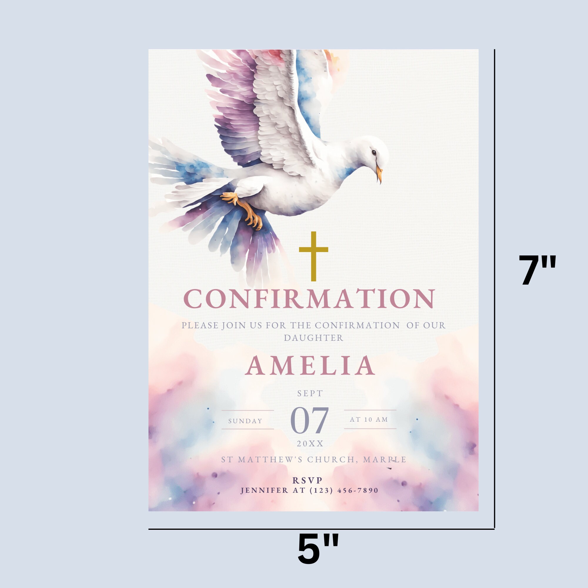 Confirmation Invitation Catholic Confirmation Invitation Dove Editable ...