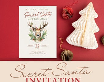Editable Secret Santa Invitation Template Christmas Gift Exchange ...