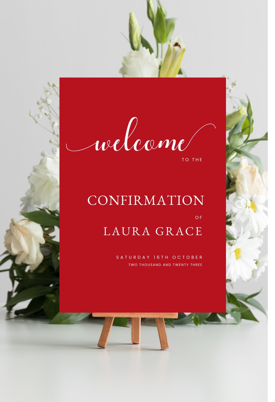 Confirmation Party Welcome Sign, Red Confirmation Poster, Modern ...
