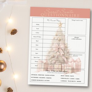 Printable Secret Santa Bundle, Editable Secret Santa Questionnaire Kit ...
