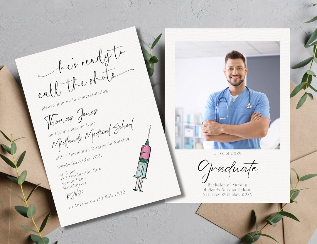 Male Nurse Graduation Party Invitation He's Ready to Call the Shots ...