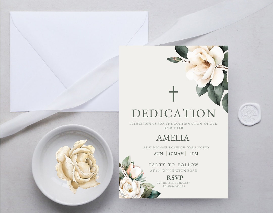 Boho Dedication Invite, Girls Dedication Invitation, Printable ...