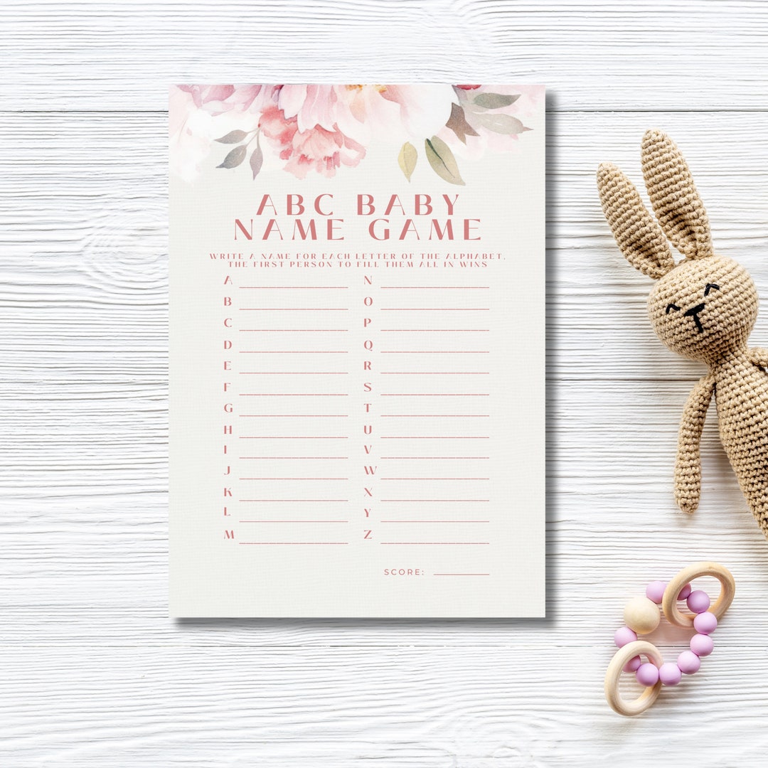 Baby Abc Baby Name Race Game A - Z Game Printable Baby Shower Games ...