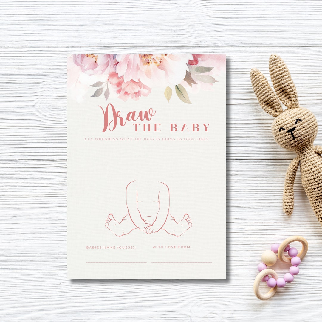Draw Baby Baby Shower Party Game Printable Baby Shower Game Blush Pink ...