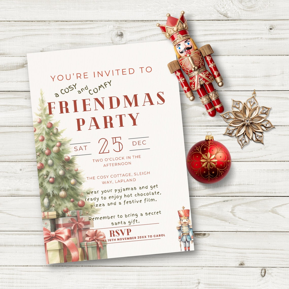 Editable Christmas Party Invitation, Holiday Cocktail Party, Christmas ...