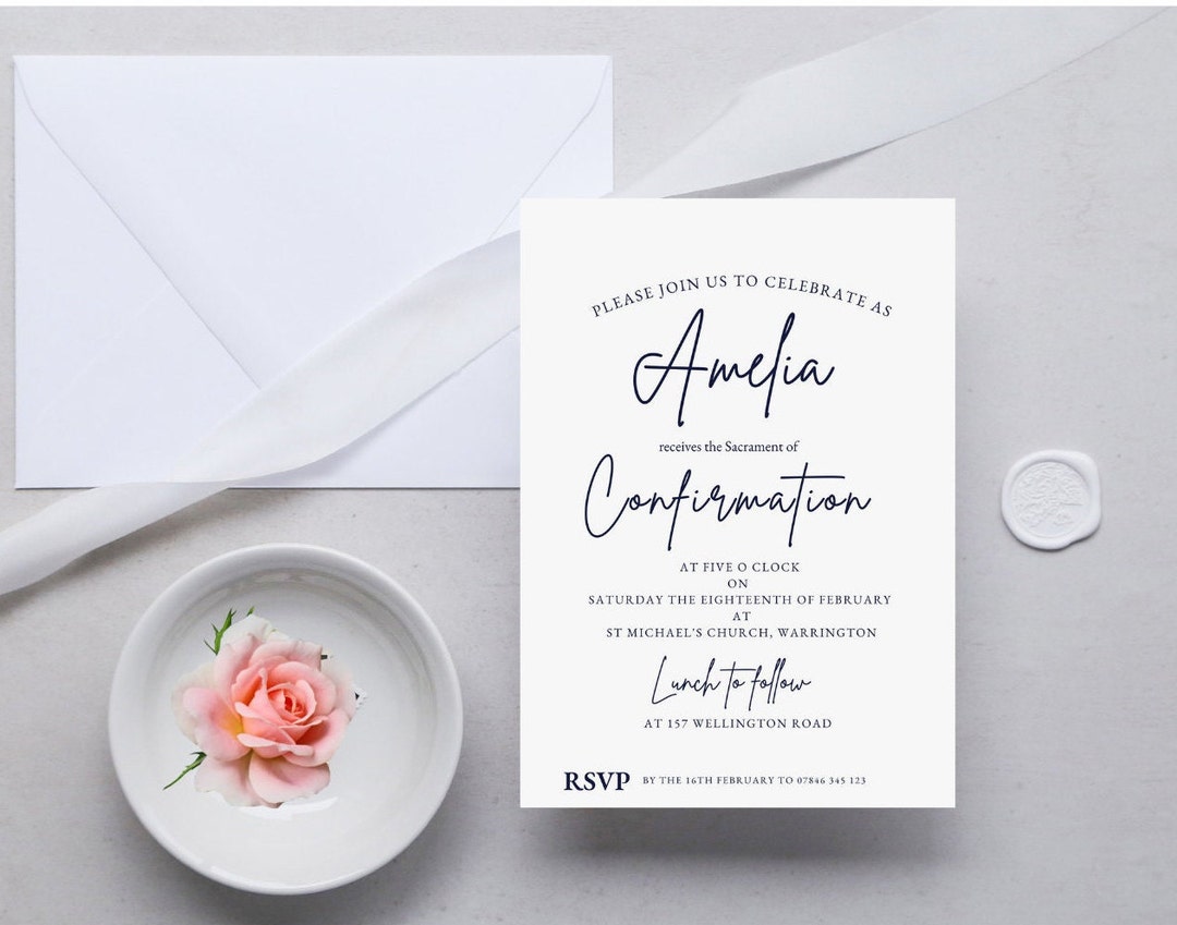 Minimalist Confirmation Invitation Template, Printable Confirmation ...