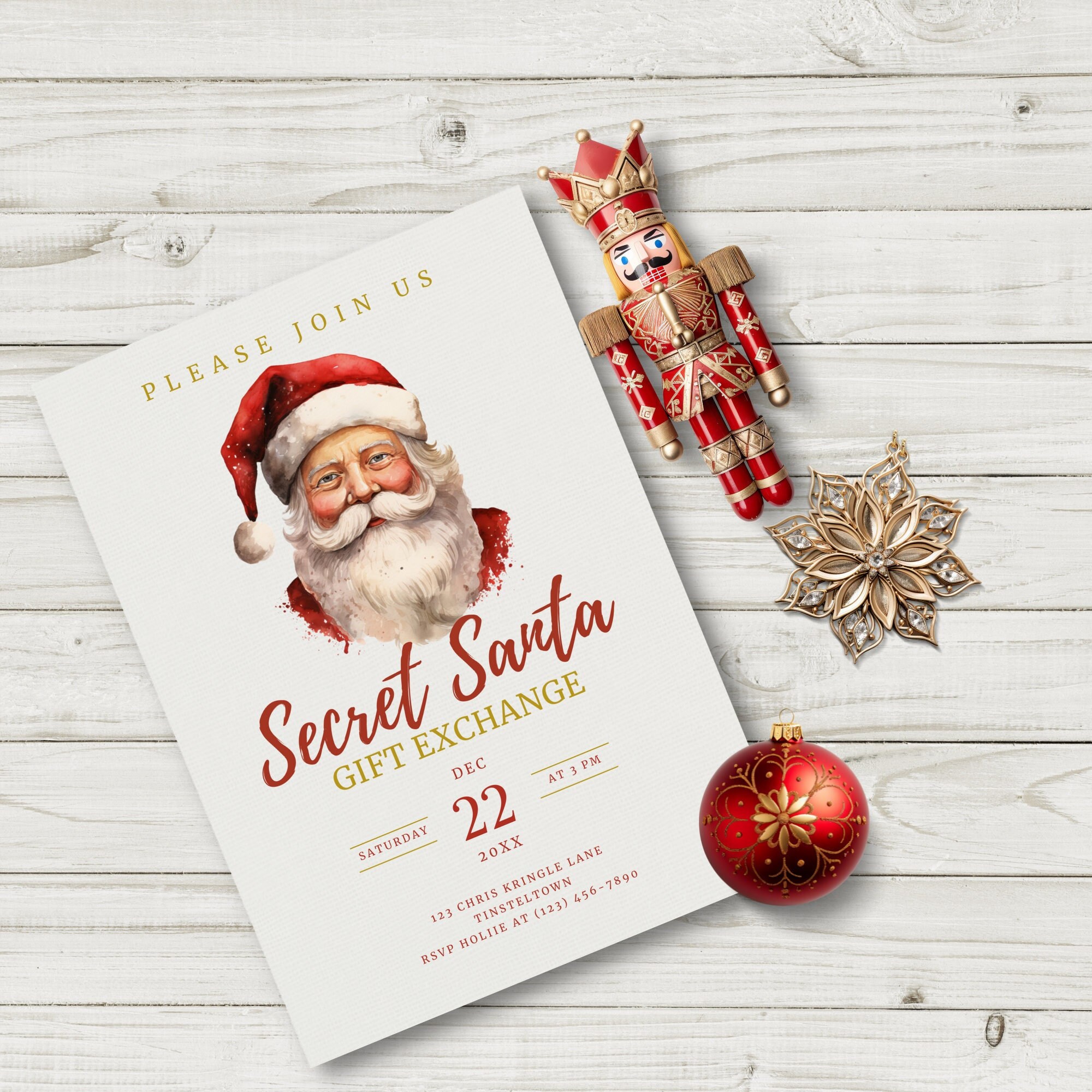 Secret Santa Gift Exchange Invitation, Holiday Party, Secret Santa ...