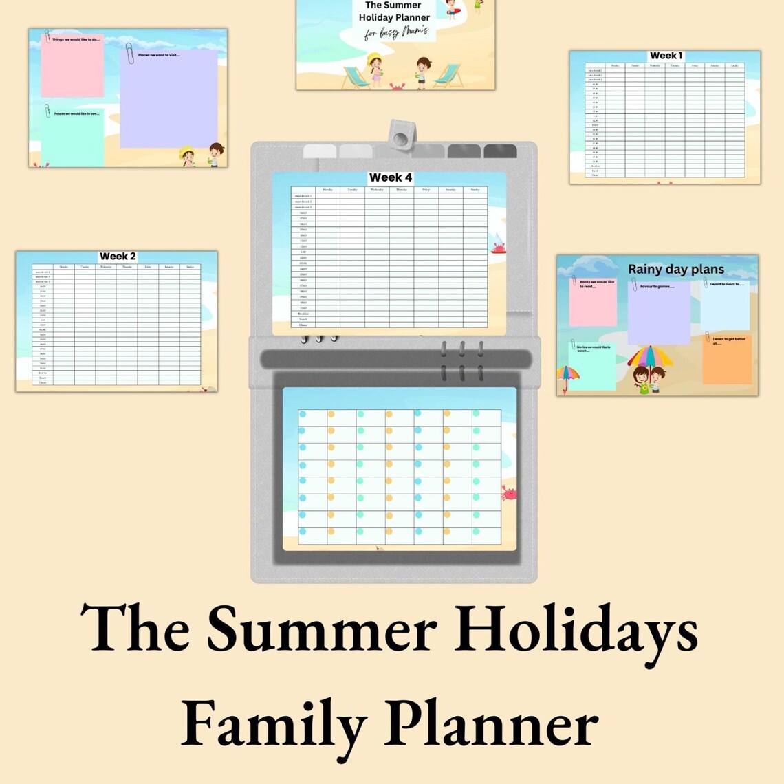 Summer Holiday Planner, School Holiday Planner, Family Calendar, 6 Week ...