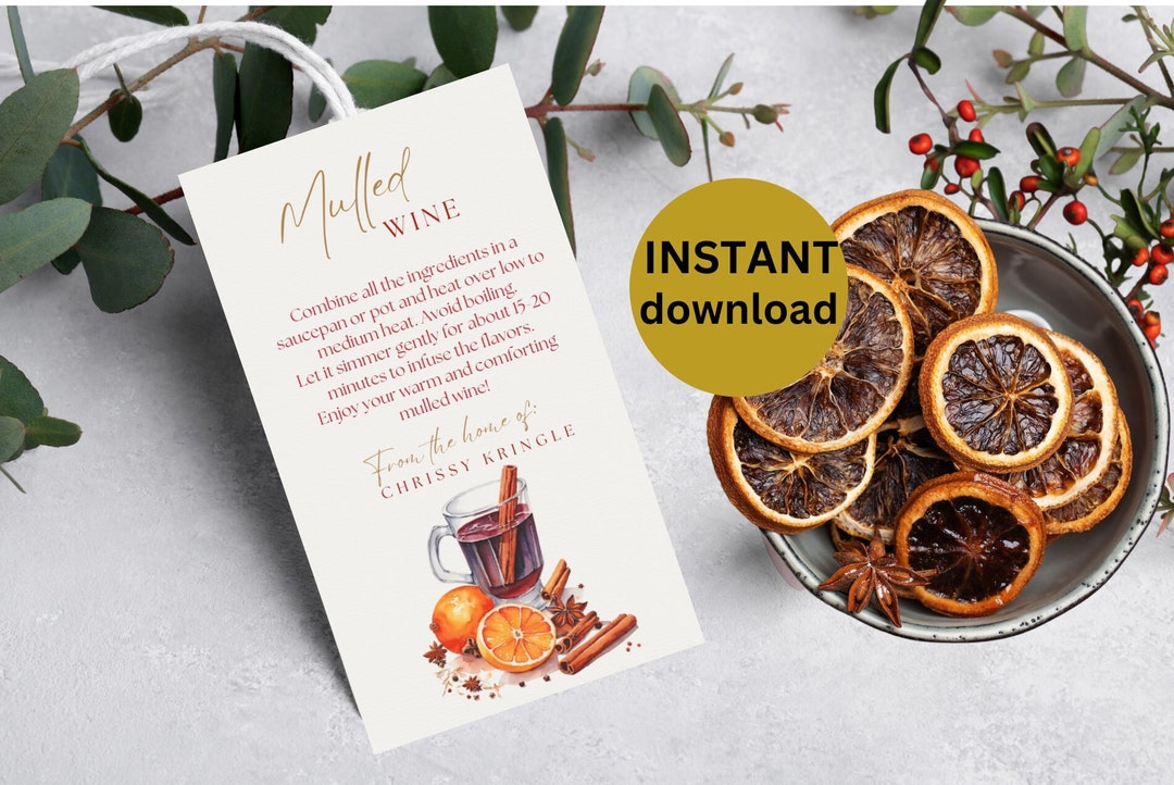 Editable Mulled Wine Tag, Mulled Wine Instructions, Christmas Mulled ...
