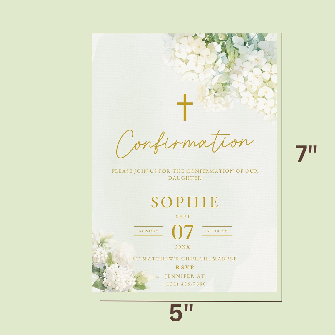 Editable Confirmation Invite Green and Gold Confirmation Invite Floral ...
