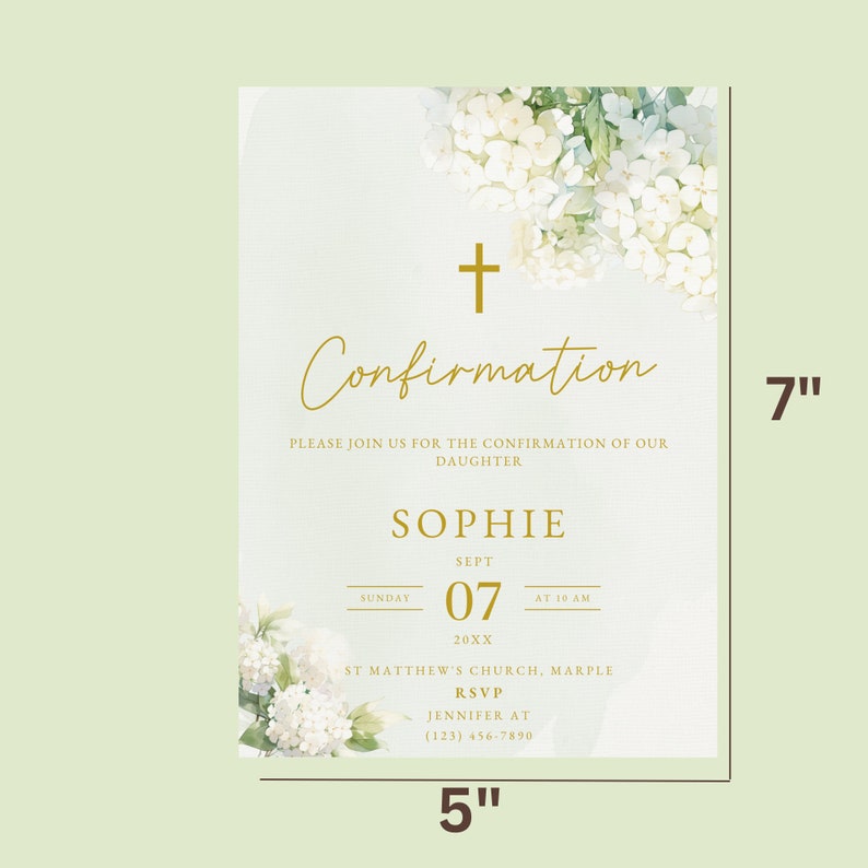 Editable Confirmation Invite Green and Gold Confirmation Invite Floral ...