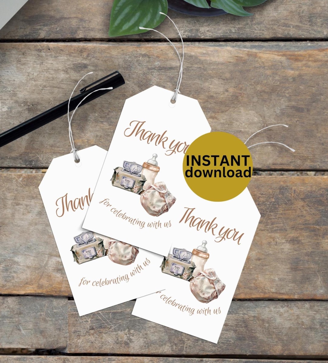 Editable Diapers and Wipes Tags Customizable Baby Shower Labels Nappies ...