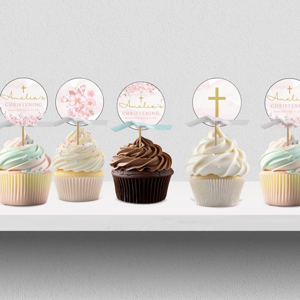 Christening Cupcake Topper - Etsy