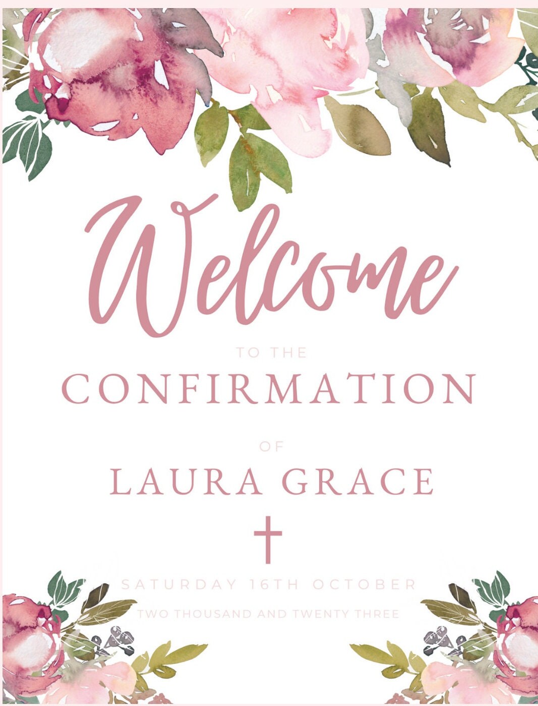 Printable Welcome Confirmation Sign, Editable Blush Pink Floral ...