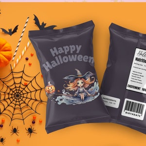 Halloween Chip Bag Bundle, Editable Halloween Chip Bag, Halloween Favor ...
