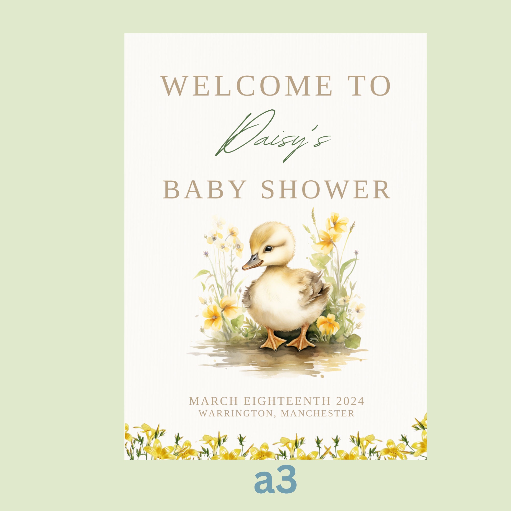 Duck Baby Shower Welcome Sign: Little Duckling Floral Decor (digital ...