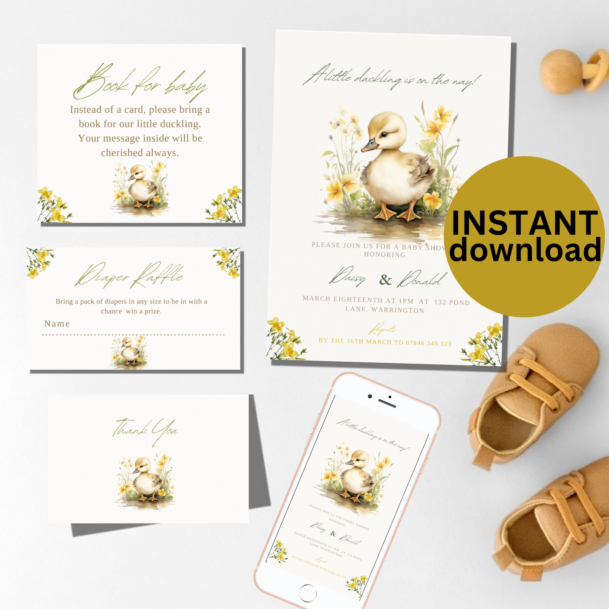Duck Baby Shower Welcome Sign: Little Duckling Floral Decor (digital ...