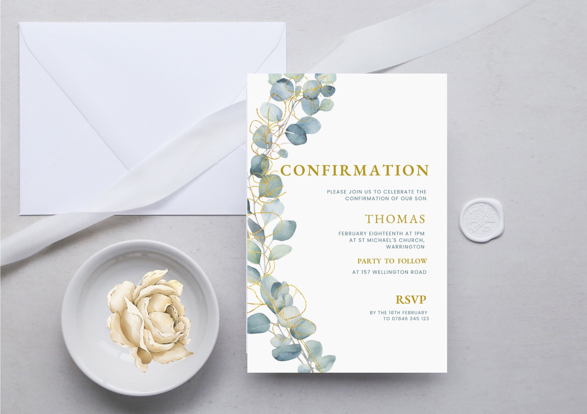 Editable Confirmation Invitation Template, Greenery Confirmation Invite ...