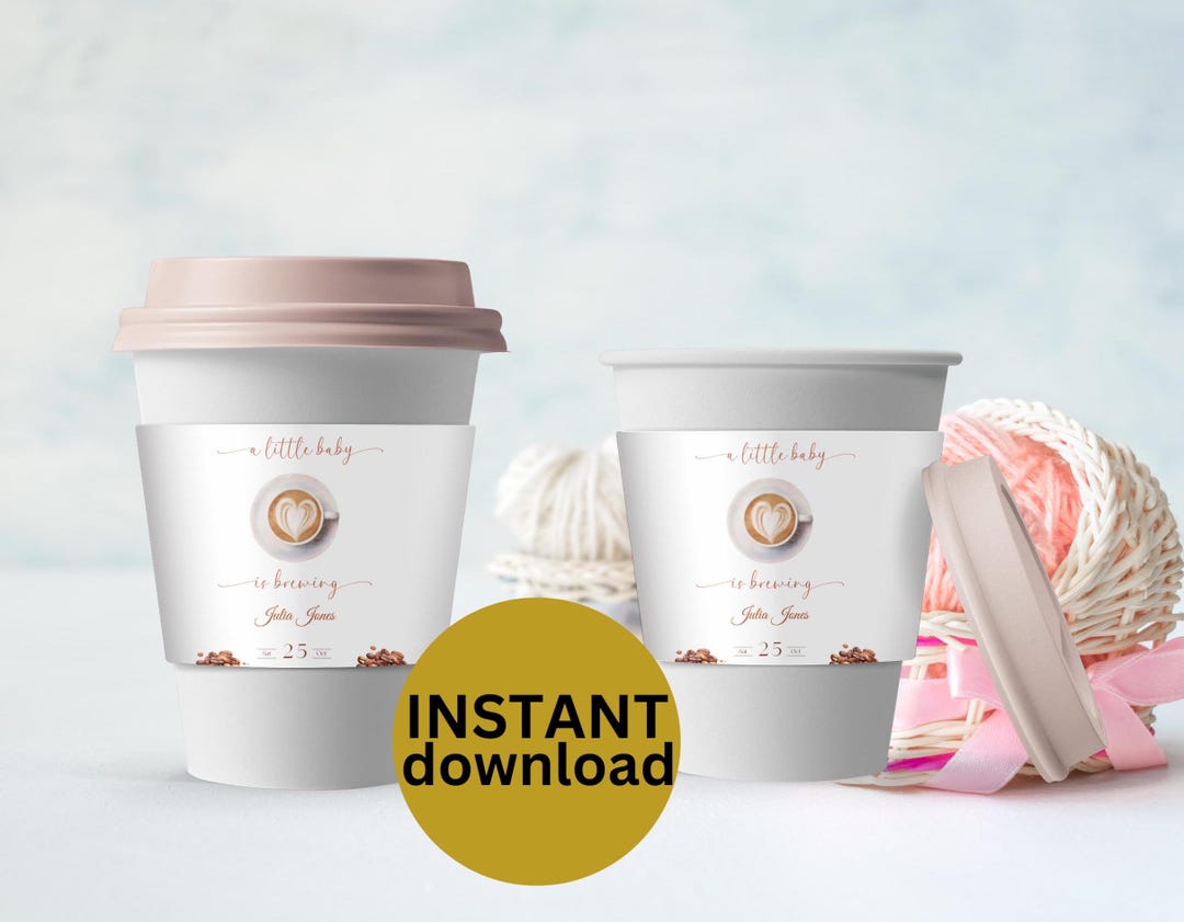 Personalized Baby Shower Coffee Sleeves Custom Coffee Cup Sleeves Baby ...