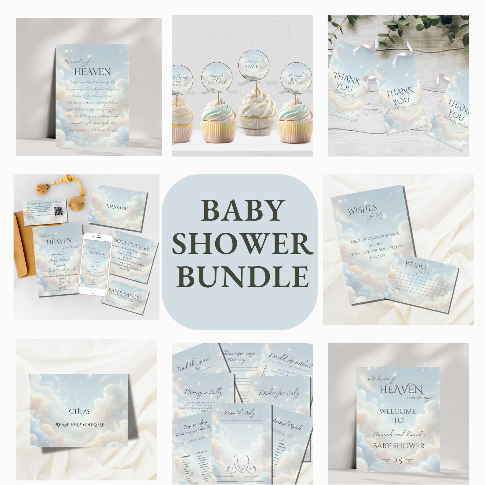 Printable Baby Shower Memorial Table Sign Watching From Heaven Sign ...