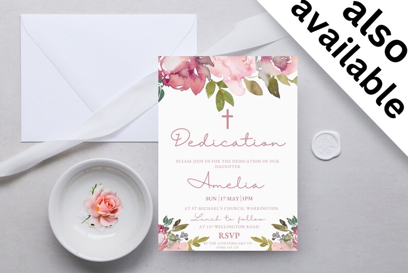 Minimalist Dedication Invitation, Modern Dedication Invite, Dedication ...
