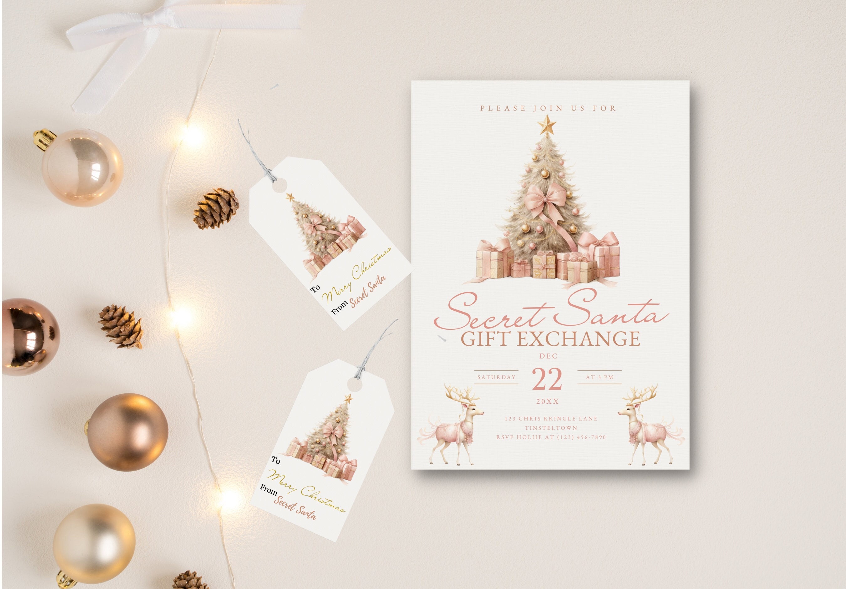 Printable Secret Santa Bundle, Editable Secret Santa Questionnaire Kit ...