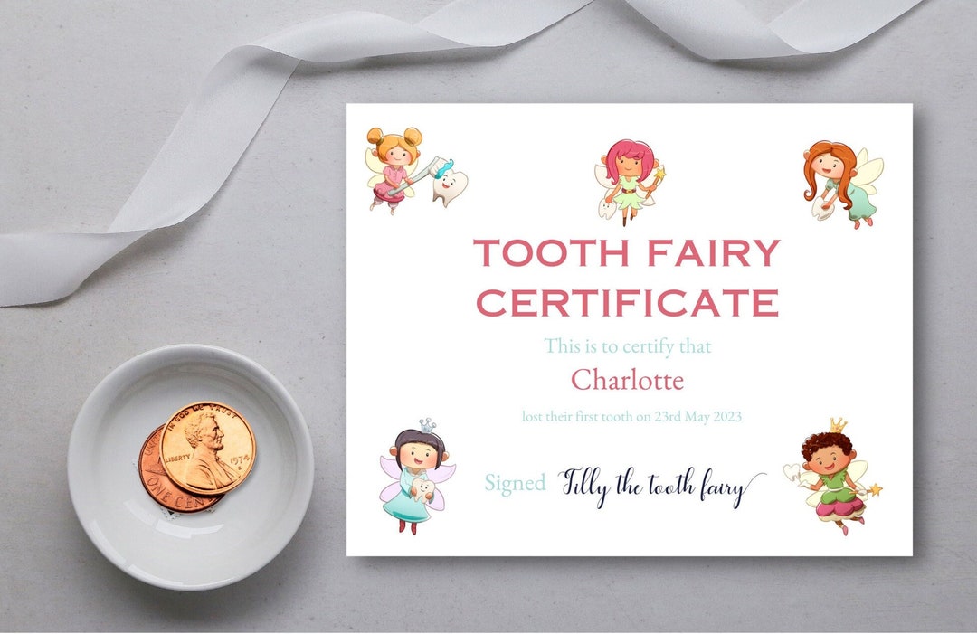Tooth Fairy Certificate, Lost Tooth Certificate, First Tooth Lost ...