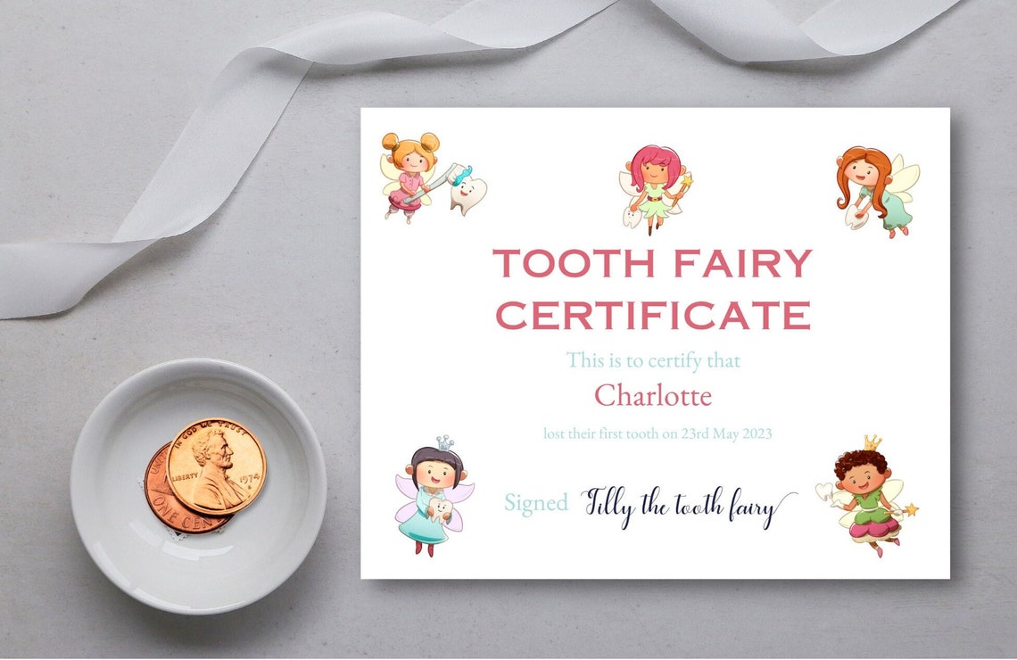 Tooth Fairy Certificate, Lost Tooth Certificate, First Tooth Lost ...