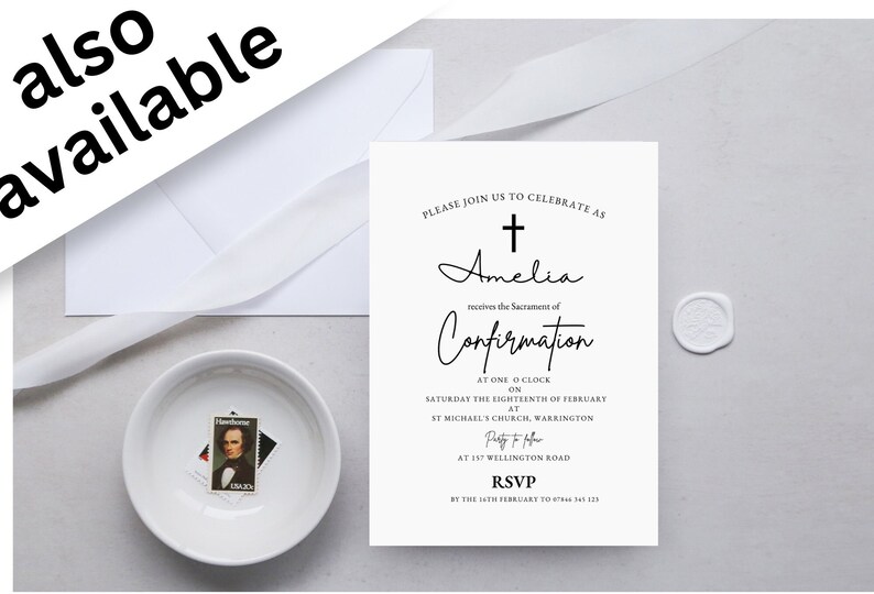 Minimalist Confirmation Invitation Template, Blue Modern Confirmation ...