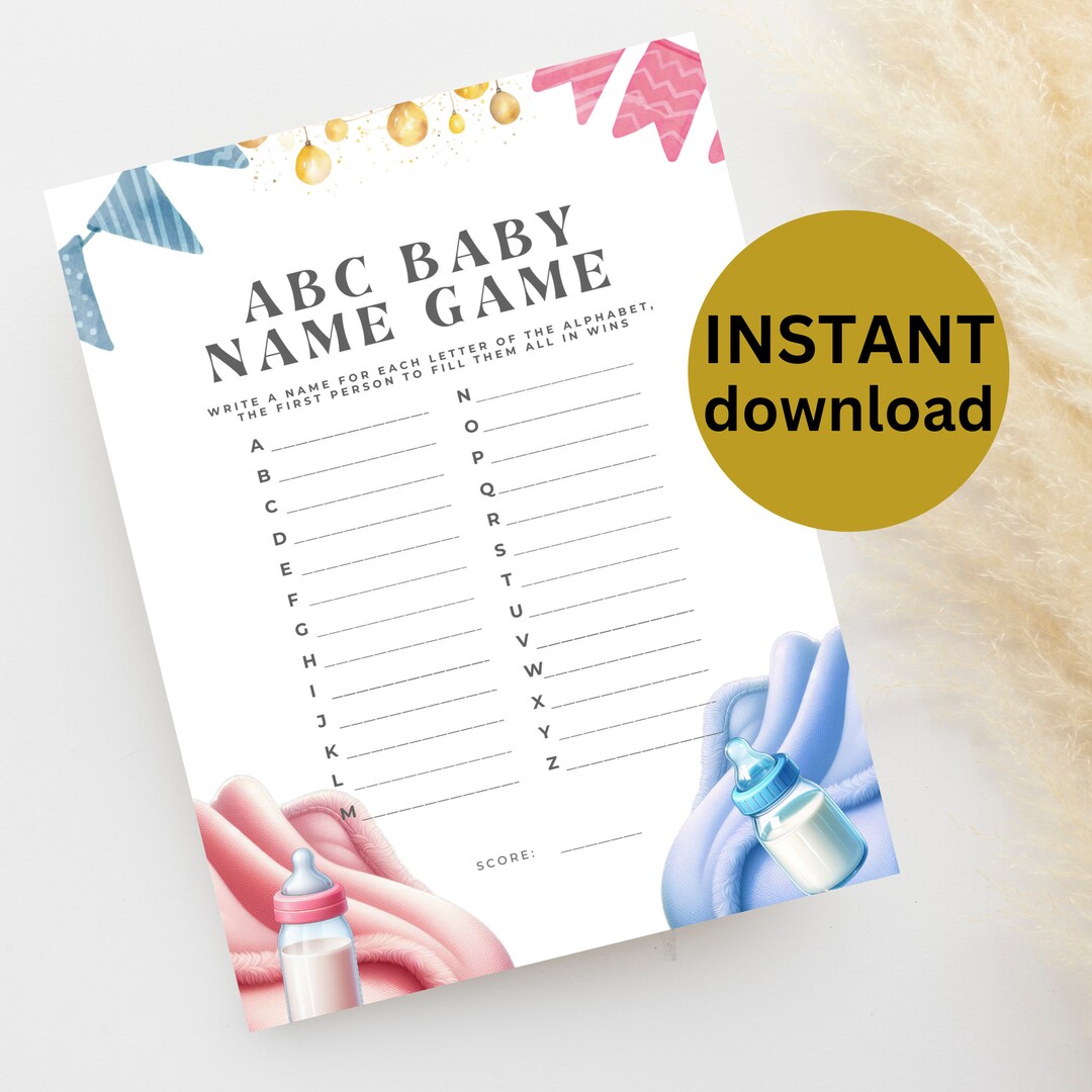 ABC Baby Name Race Game: Gender Reveal Printable (digital Download) - Etsy