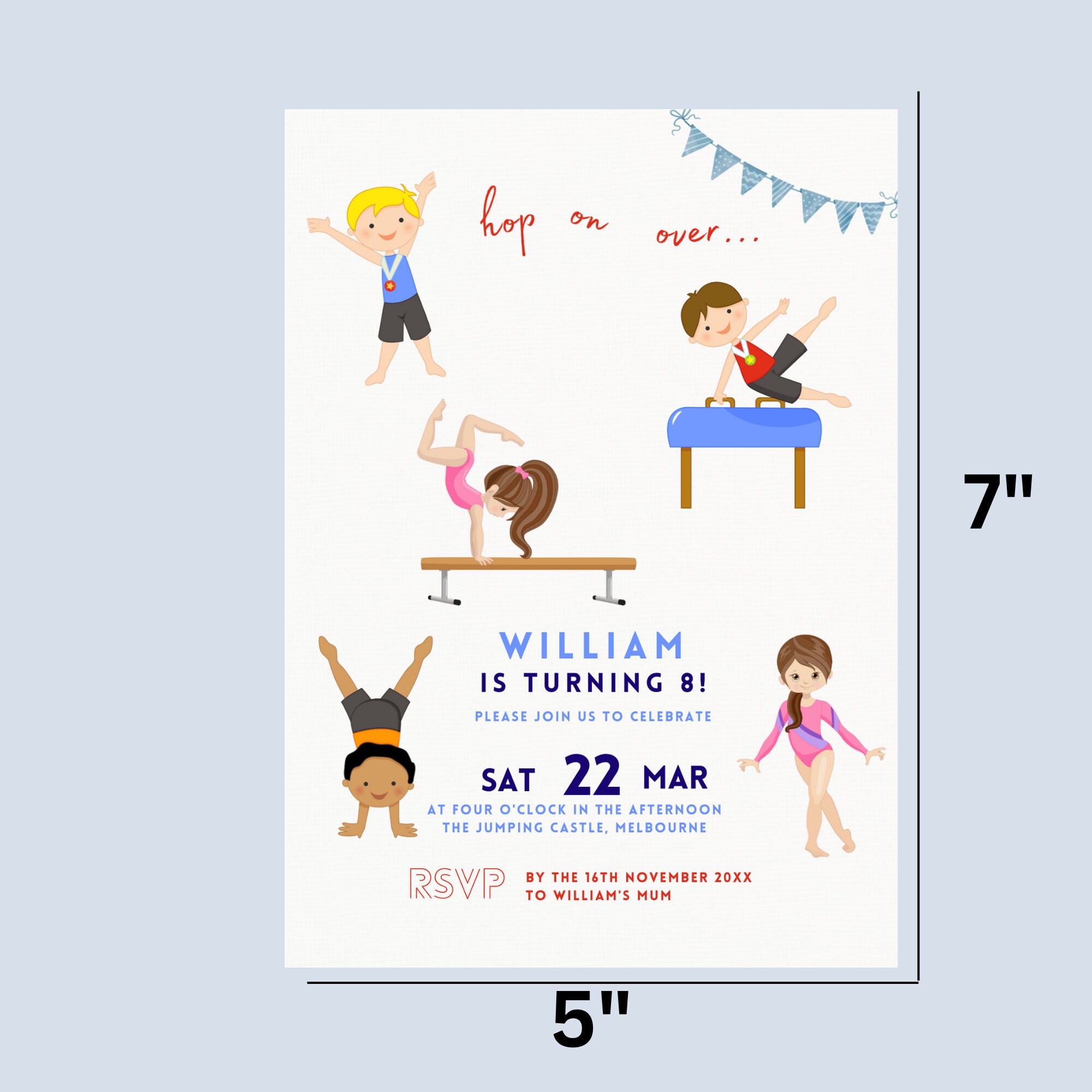 Editable Gymnastics Party Invitation Template Editable Gymnastics ...