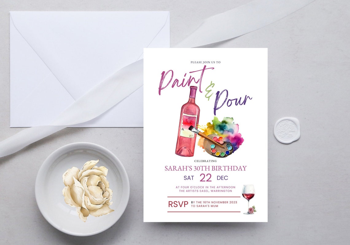 Editable Paint and Pour Party Paint and Sip Invitation Paint - Etsy
