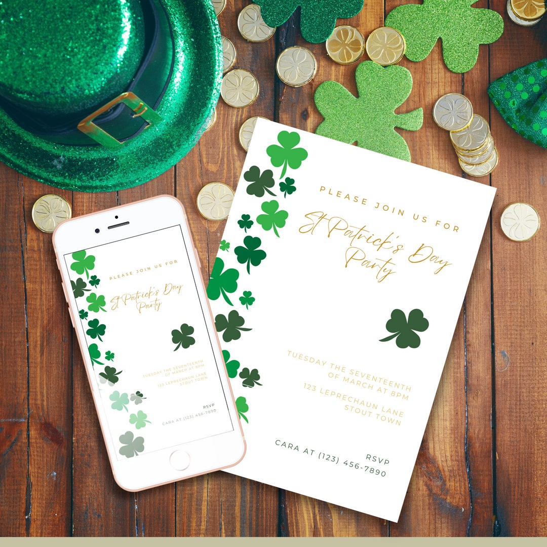Irish Invitation, Text or Printed St. Patrick's Day Party Invitation ...