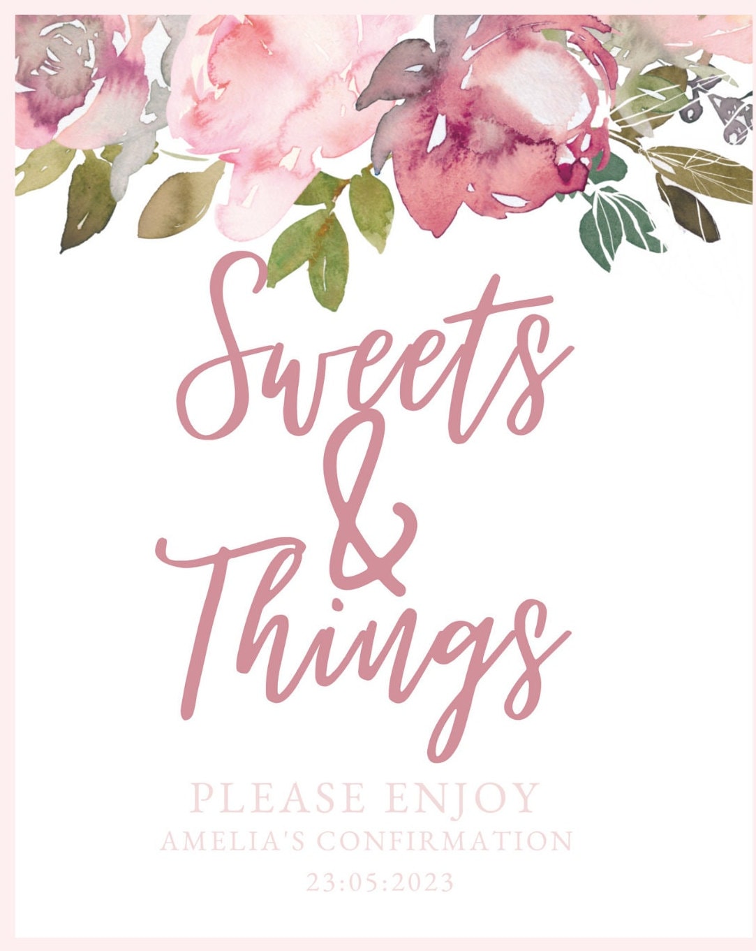 Blush Pink Sweets and Things Sign 8"x10" Canva Template Printable DIY ...