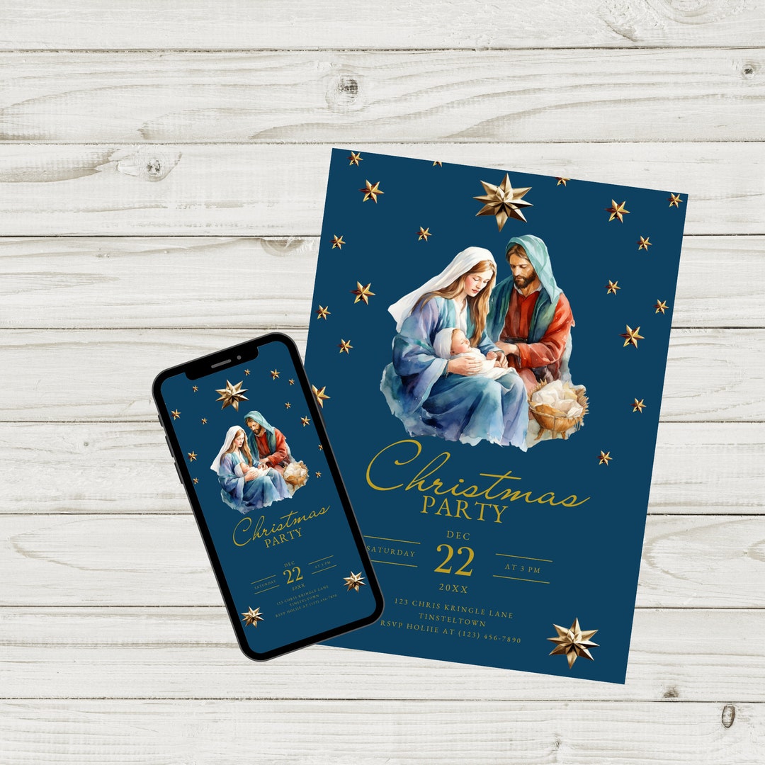 Christian Christmas Party Template LDS Christmas Party Invite Editable ...