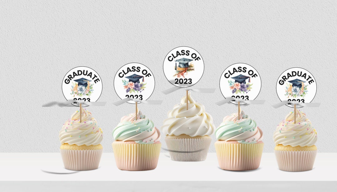 Graduation Cupcake Toppers, Personalized Grad Toppers, Graduation ...