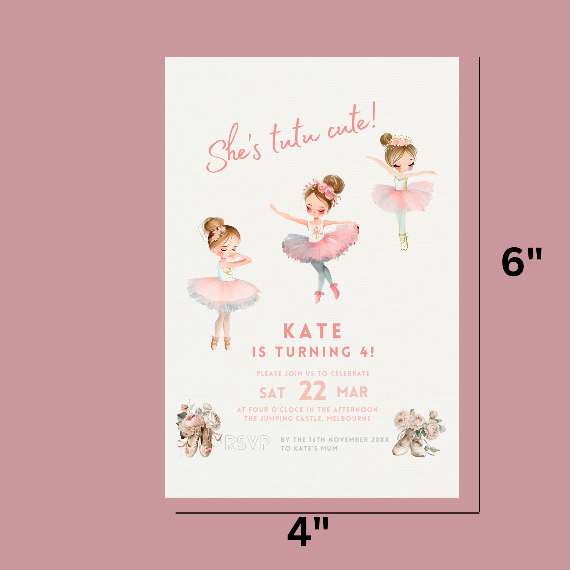 Editable Ballerina Invitation Ballerina Party Ballet Birthday ...