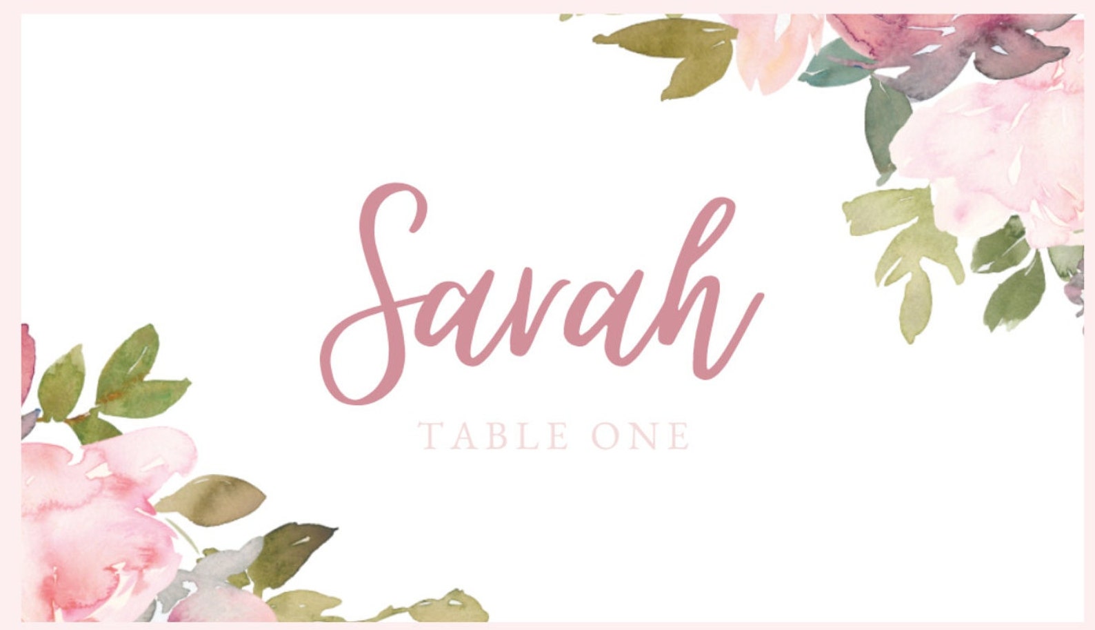 Boho Blush Pink Floral Printable Menu and Place Cards Template Set ...